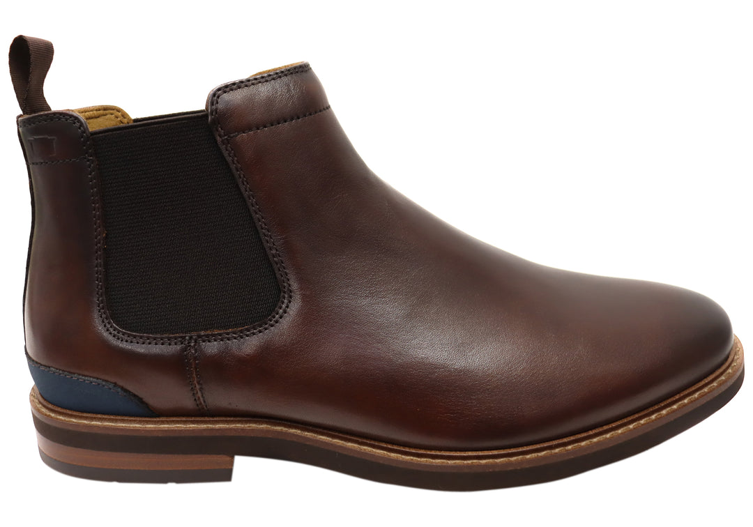 Florsheim Mens EEE Wide Leather Highland Chelsea Plain Toe Gore Boots ...