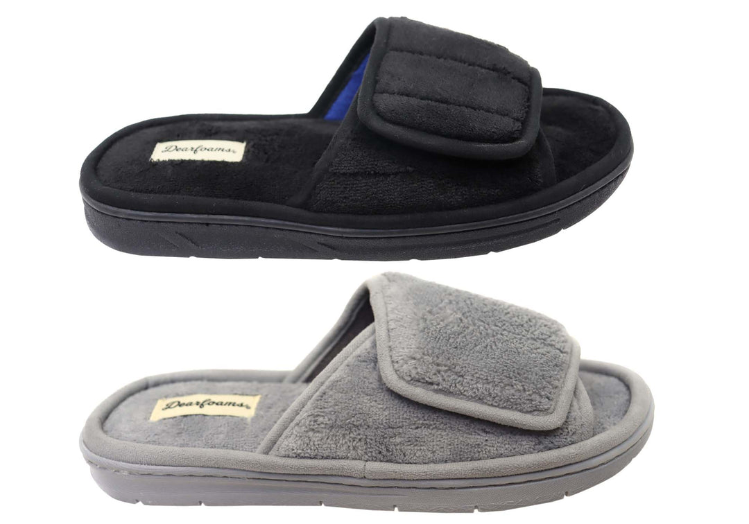 Dearfoams Mens Collin Terry Adjustable Slide Slippers – Brand House Direct