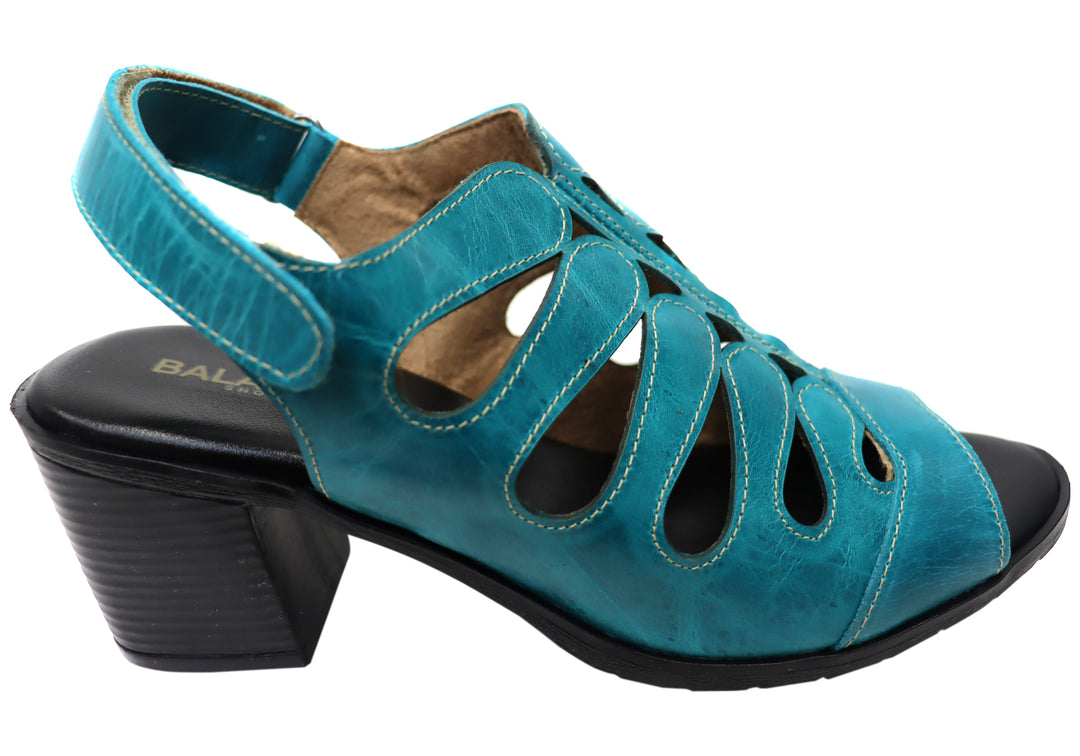 Balatore Cecillia Womens Comfort Brazilian Leather Mid Heel Sandals ...