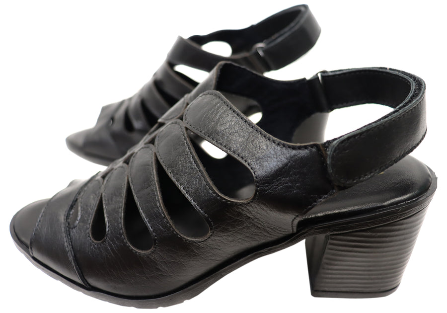 Balatore Cecillia Womens Comfort Brazilian Leather Mid Heel Sandals ...