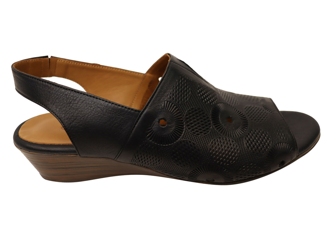 Orizonte Resley Womens Leather Wedge Sandals – Brand House Direct