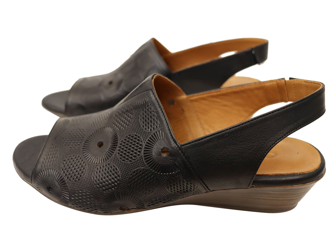 Orizonte Resley Womens Leather Wedge Sandals – Brand House Direct