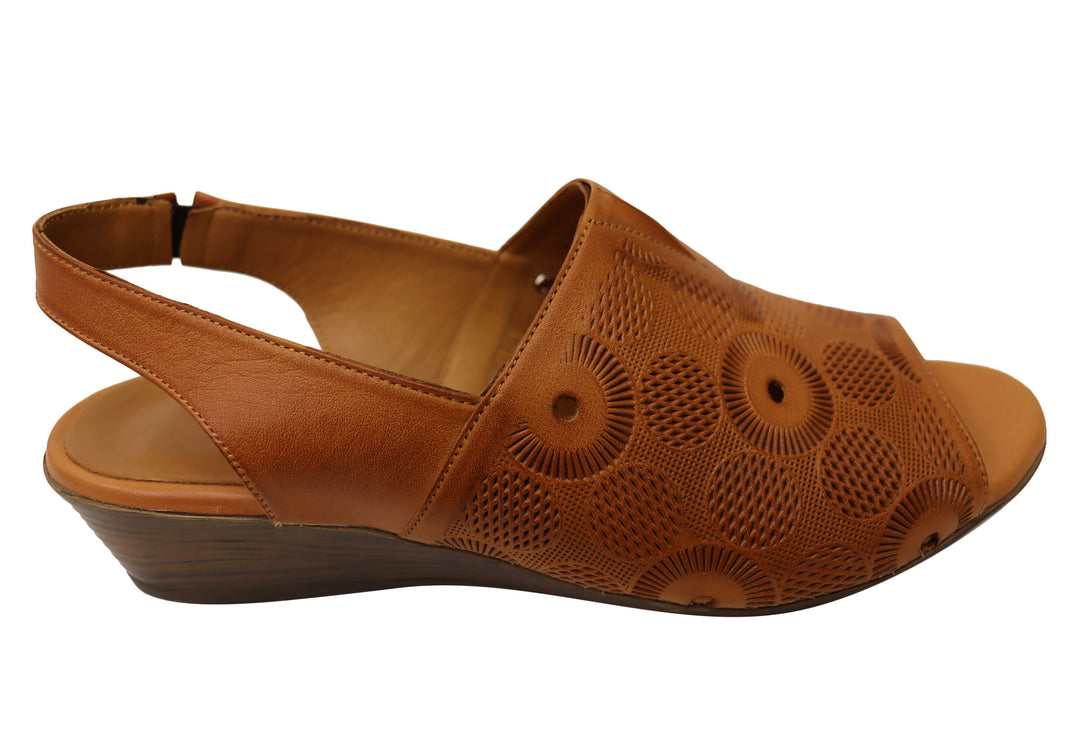 Orizonte Resley Womens Leather Wedge Sandals – Brand House Direct